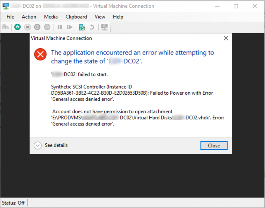 How To Fix Hyper V Vm Failed To Start Account Does Not Have Permission To Open Attachment Vhdx
